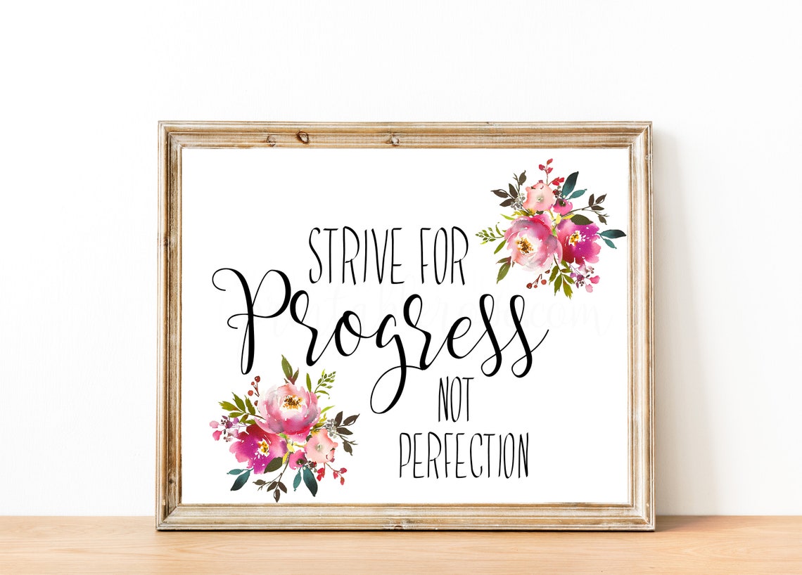 Progress Not Perfection printable motivating quotes | Etsy