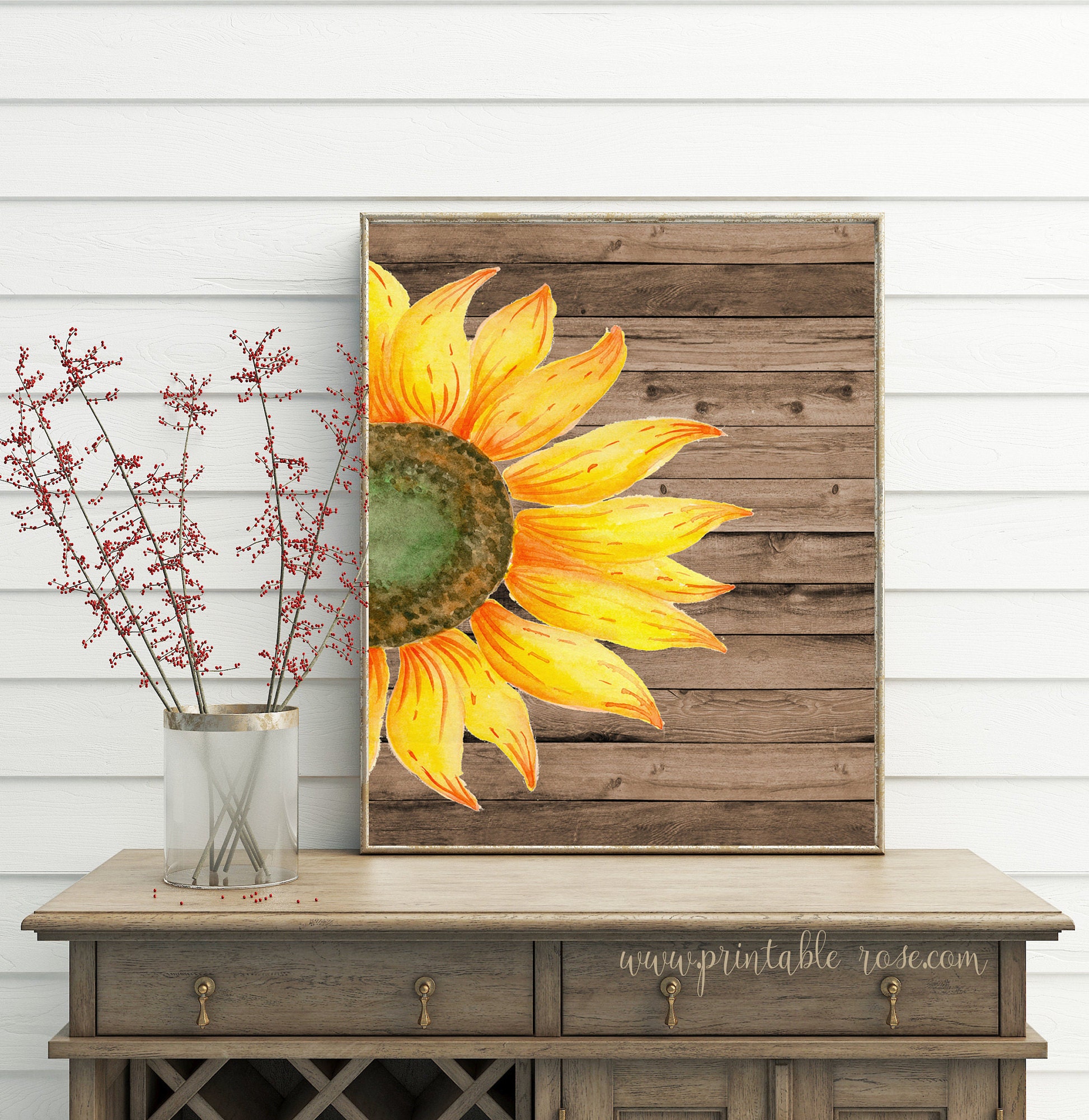 Sunflower Decor printable wall art sunflower print french | Etsy
