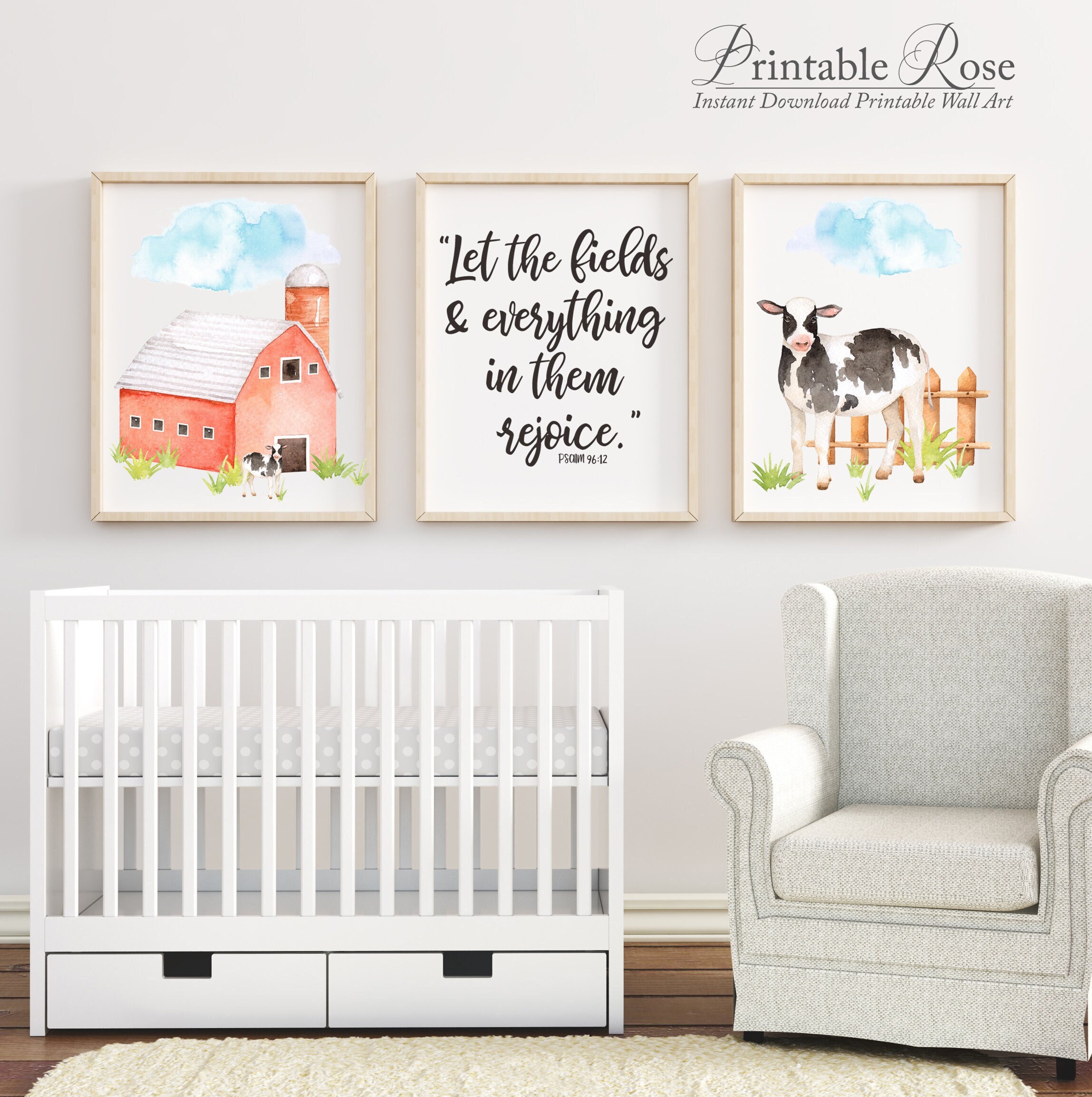 Farm Nursery Decor Nursery Printables Set of 3 Cow Nursery - Etsy