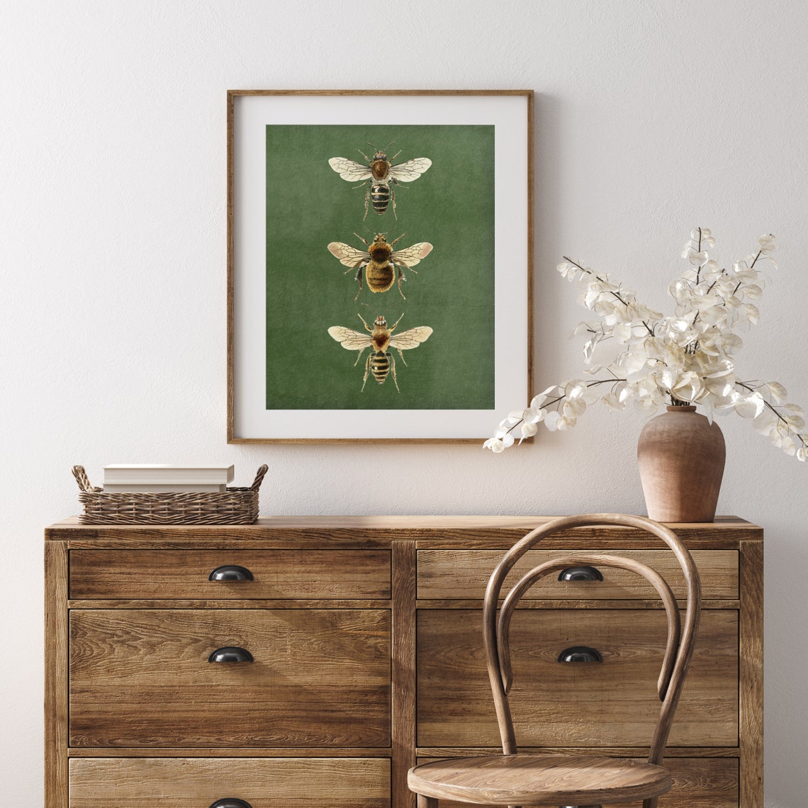 Bee Wall Art Olive Green and Gold Art Bee Printable Wall - Etsy