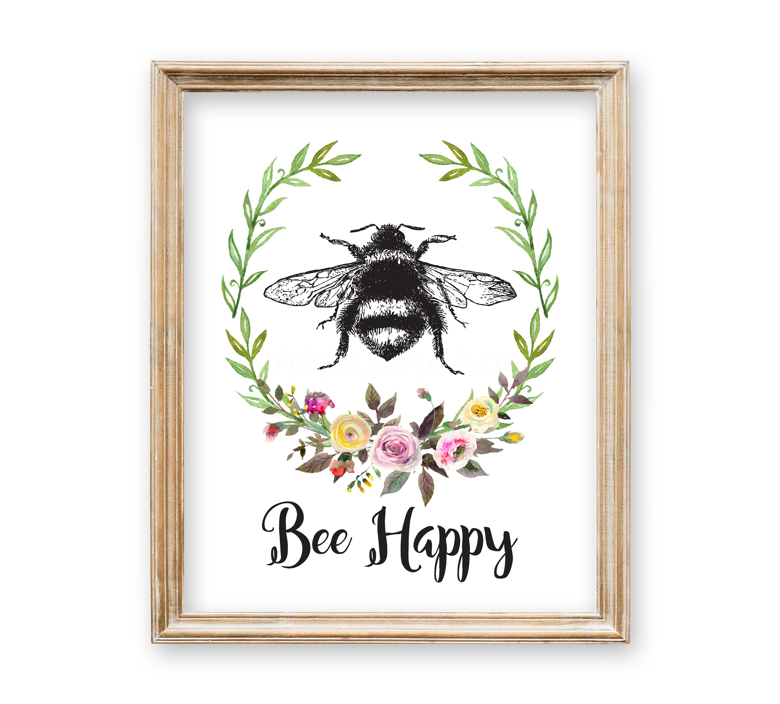 Bee Happy Printable be happy be happy sign vintage | Etsy