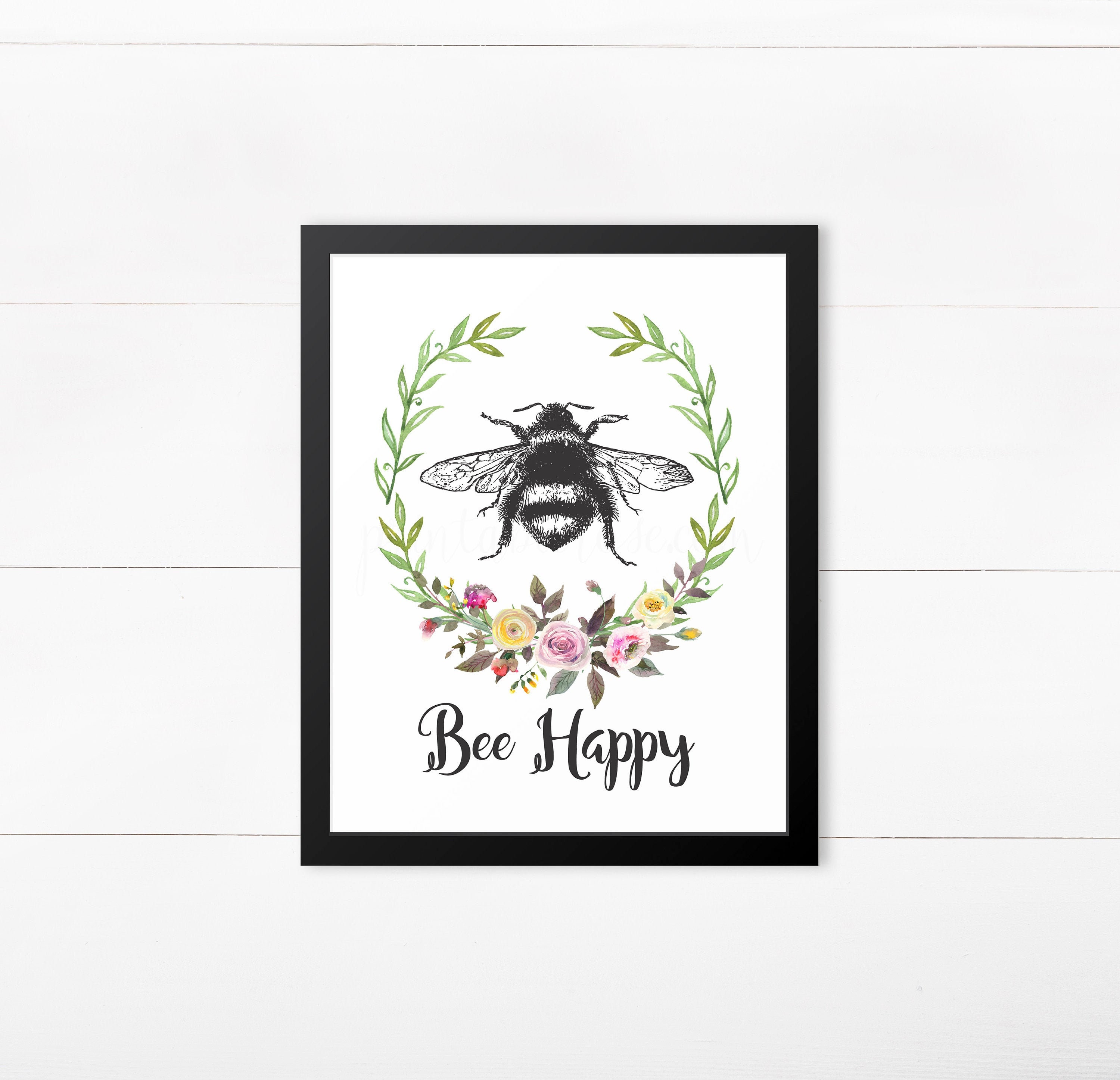 Bee Happy Printable be happy be happy sign vintage | Etsy