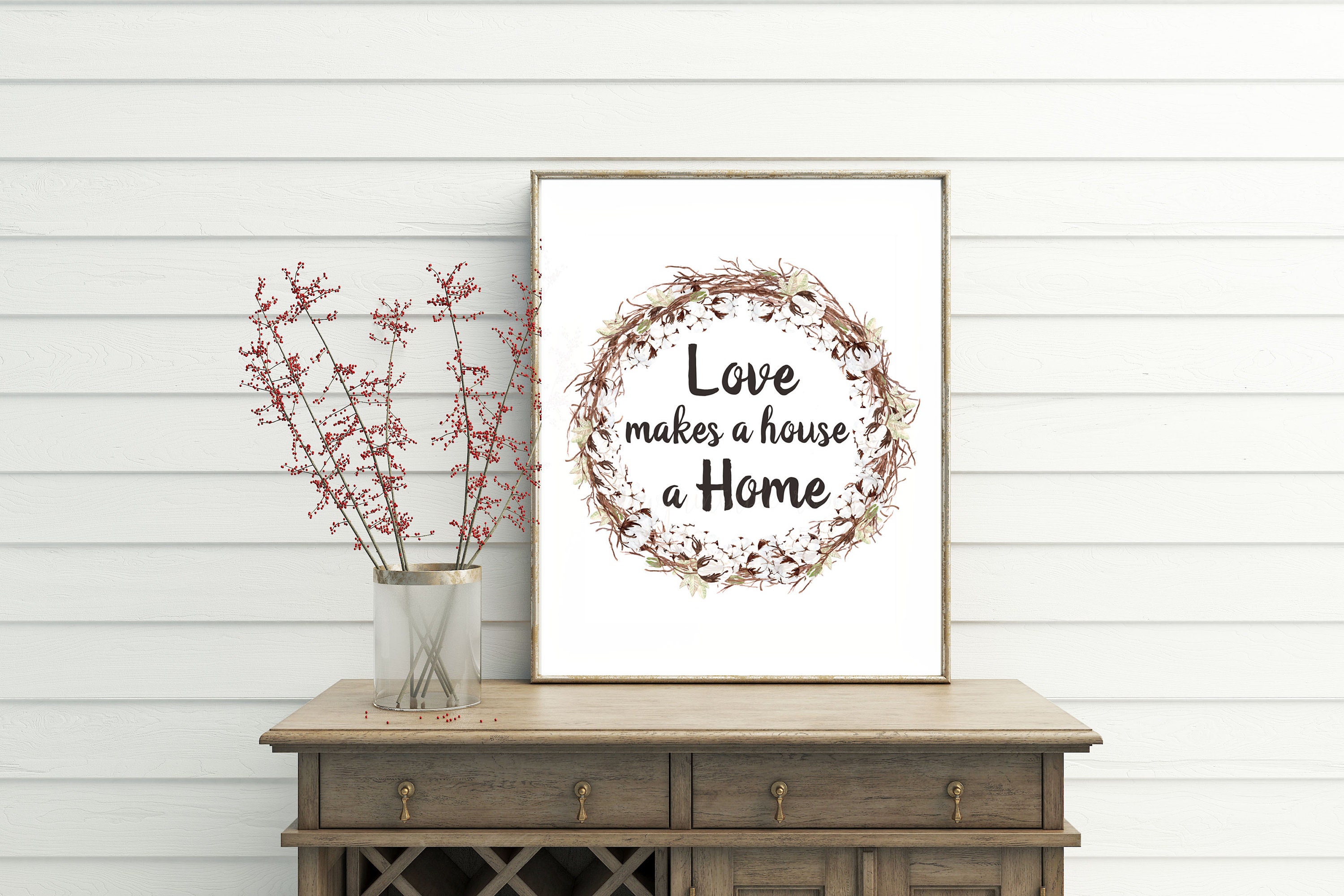 Love Makes a House a Home farmhouse decor wall art prints | Etsy