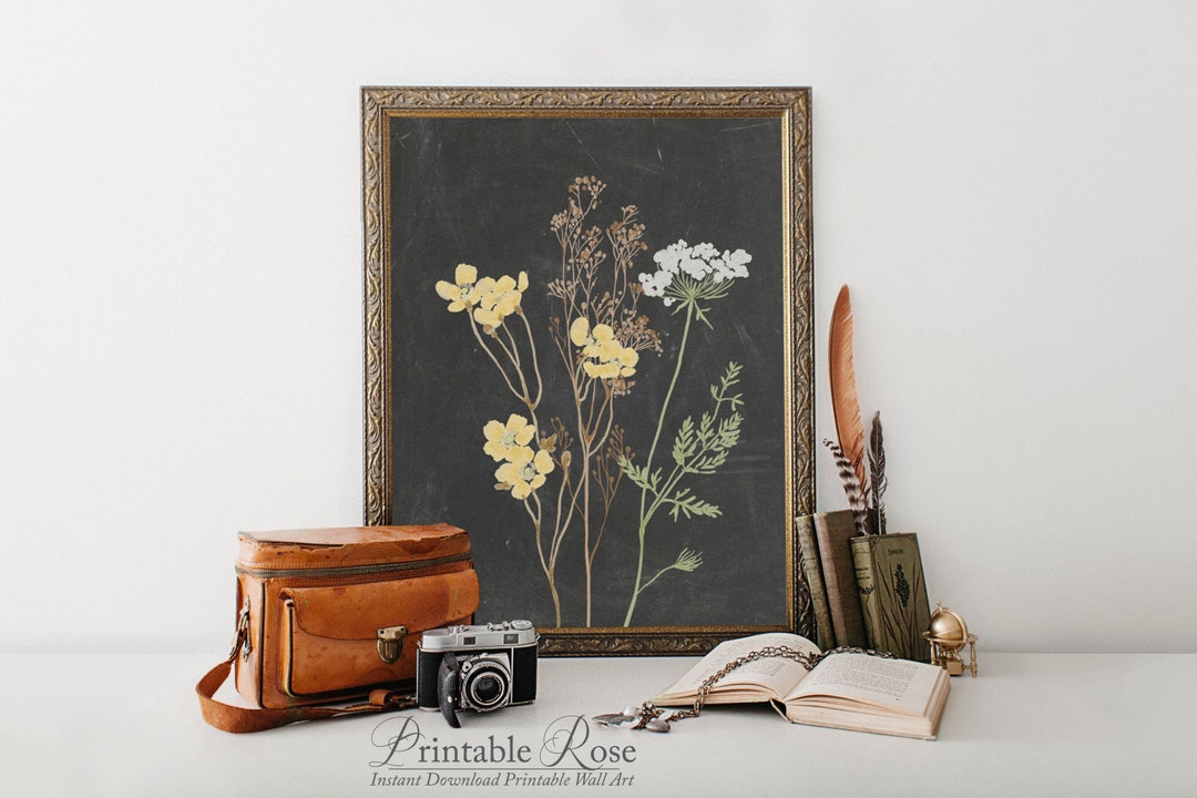 Yellow Botanical Printable, Wildflower Printable, Yellow Wall Decor ...