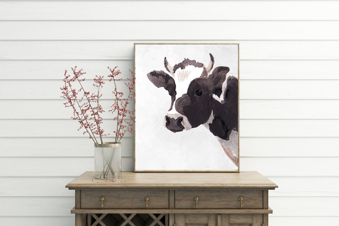 Cow Art French Country Decor Printable Art watercolor | Etsy
