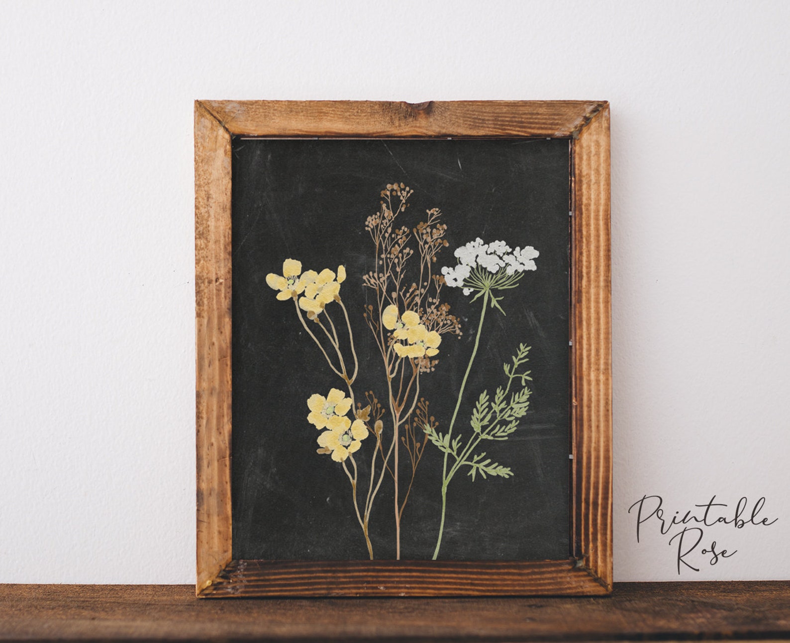 Yellow Botanical Printable Wildflower Printable Yellow Wall - Etsy