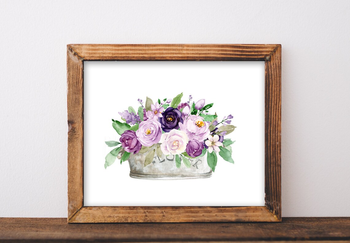 Purple Gifts Purple Printable Wall Art Purple Prints Flower | Etsy