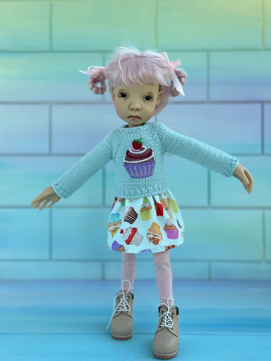 Little Stella / Meili 12 Doll Set Handknit Sweater With Cupcake, Skirt ...