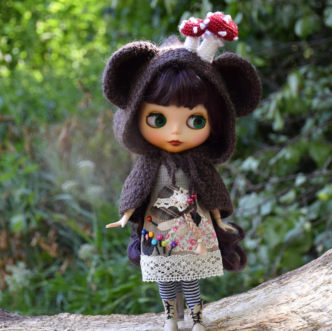 Blythe Hat Bear Hood With Mushrooms Fly Agarics Blythe Amanita - Etsy