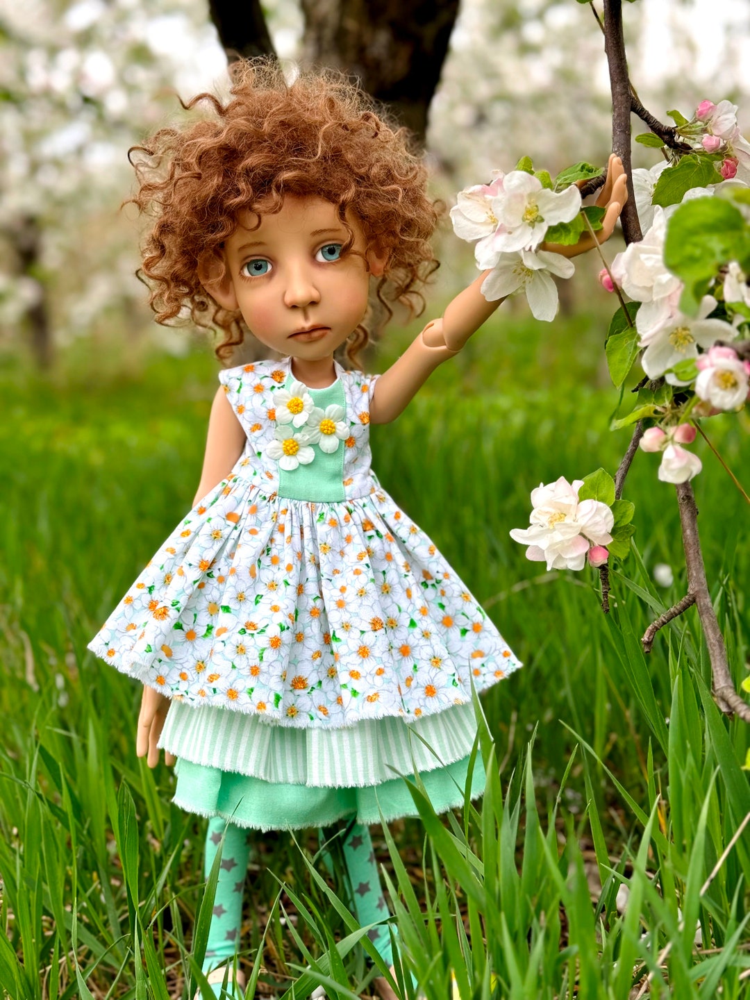 Big Stella Floral Dress and Stockings for BJD 19 Stella Doll by Connie ...