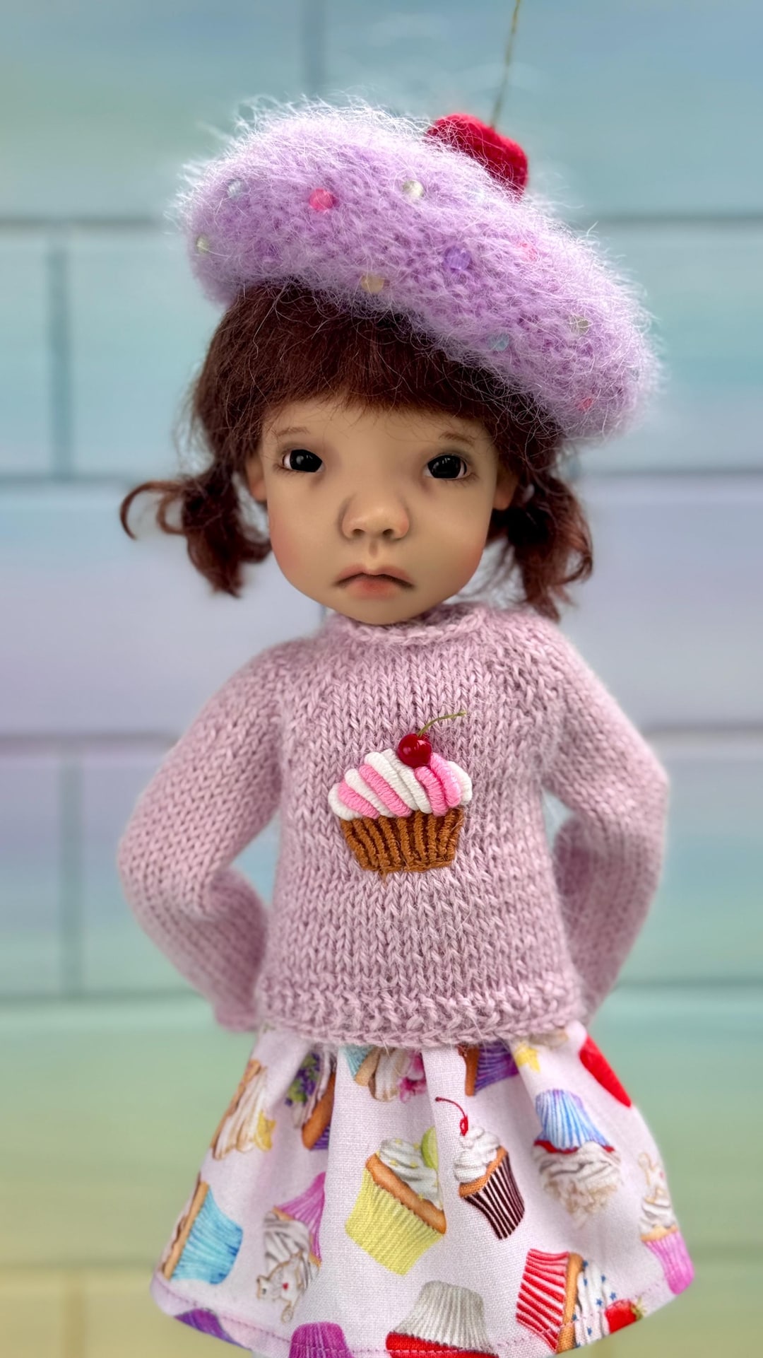 Little Stella 12 " / Meili Doll Set Handknit Cupcake Sweater, Mohair ...