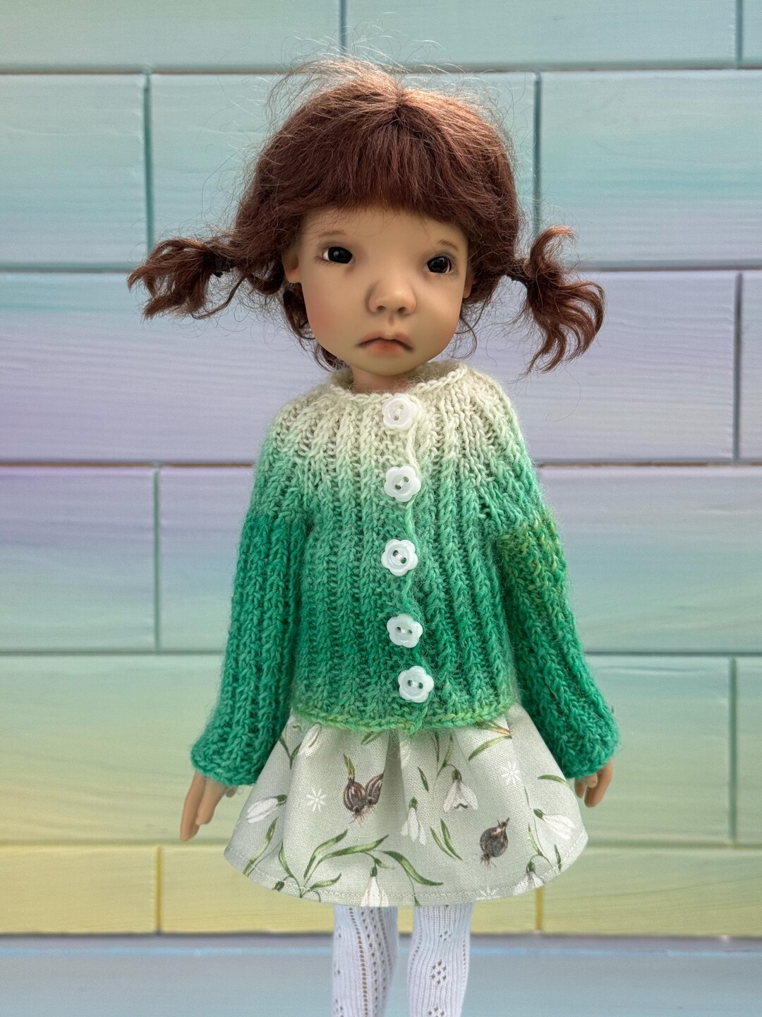 Little Stella 12 / Meili Doll Set Handknit Wool Cardigan, Skirt and ...