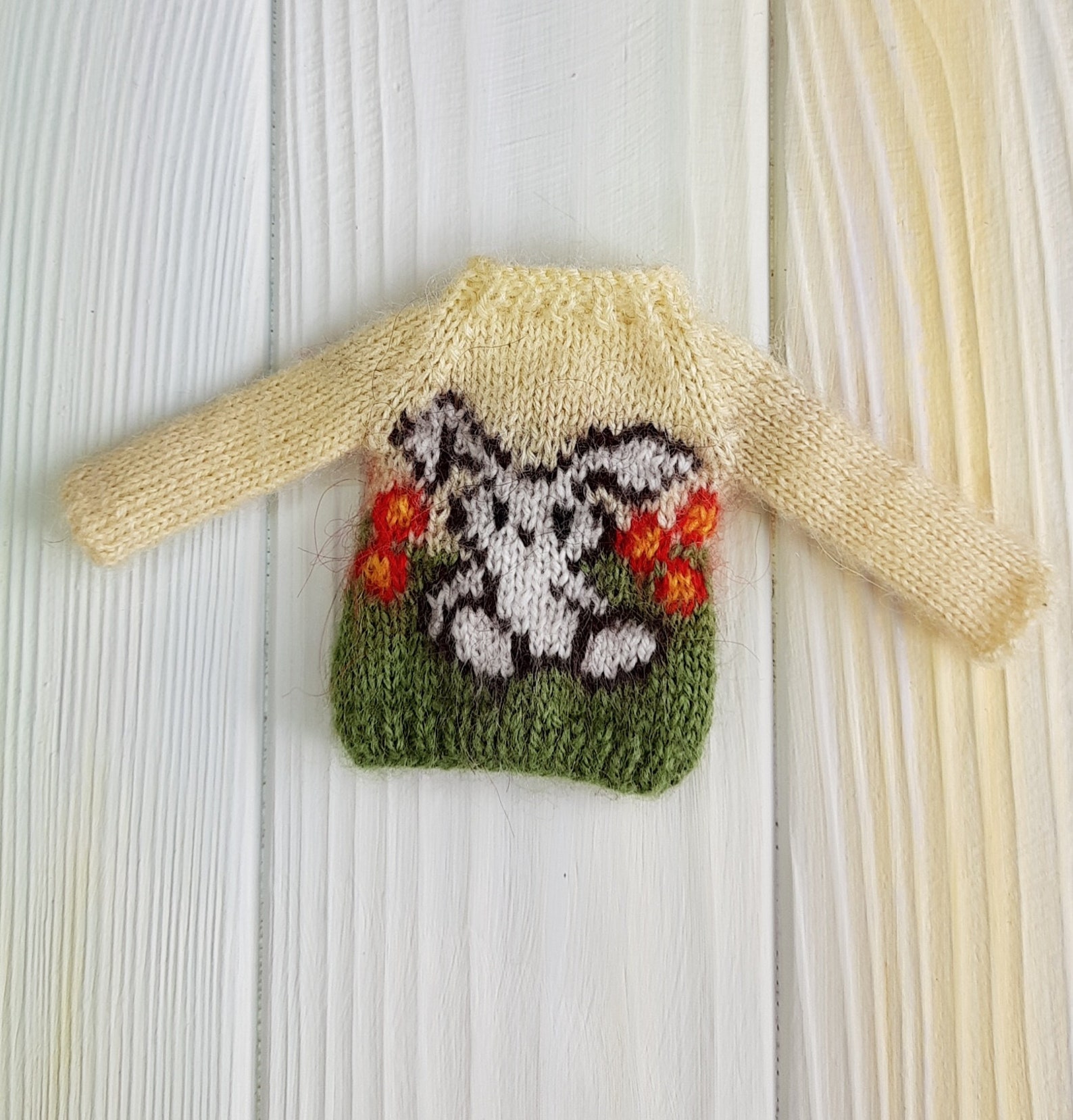 Blythe Easter Bunny Sweater Two Side Hand Knitted Cardigan for 1/6 Bjd ...