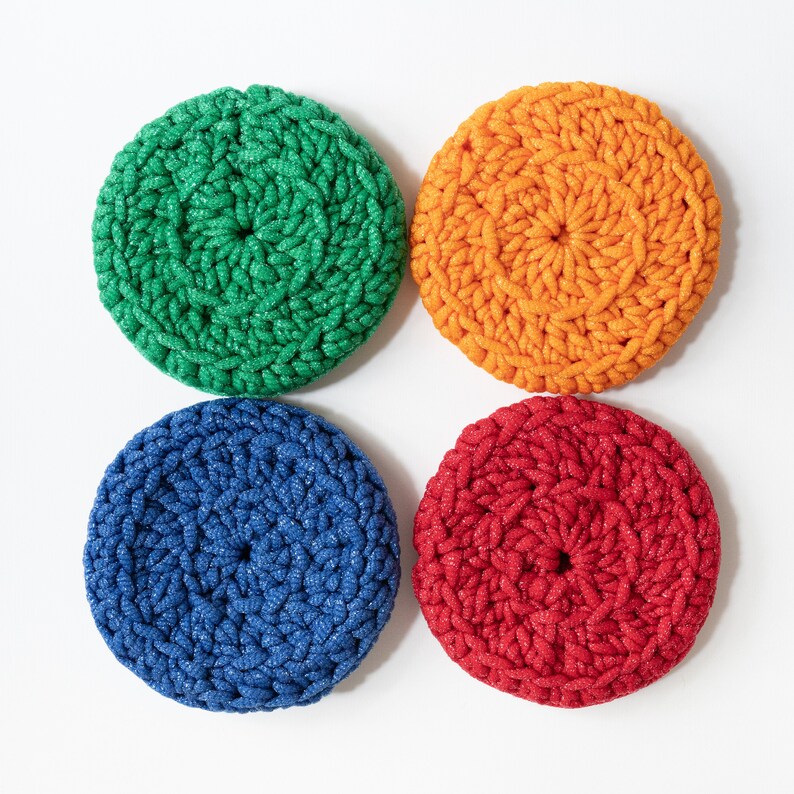 Circle Nylon Dish Scrubbies | Nylon Crochet Scrubber | Handmade Kitchen ...