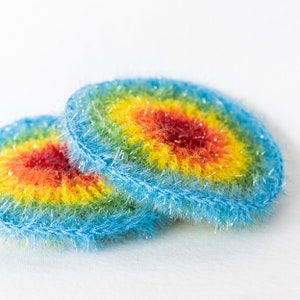 Colorful Circle Dish Scrubby Korean Crocheted Scrubber Handmade Kitchen ...