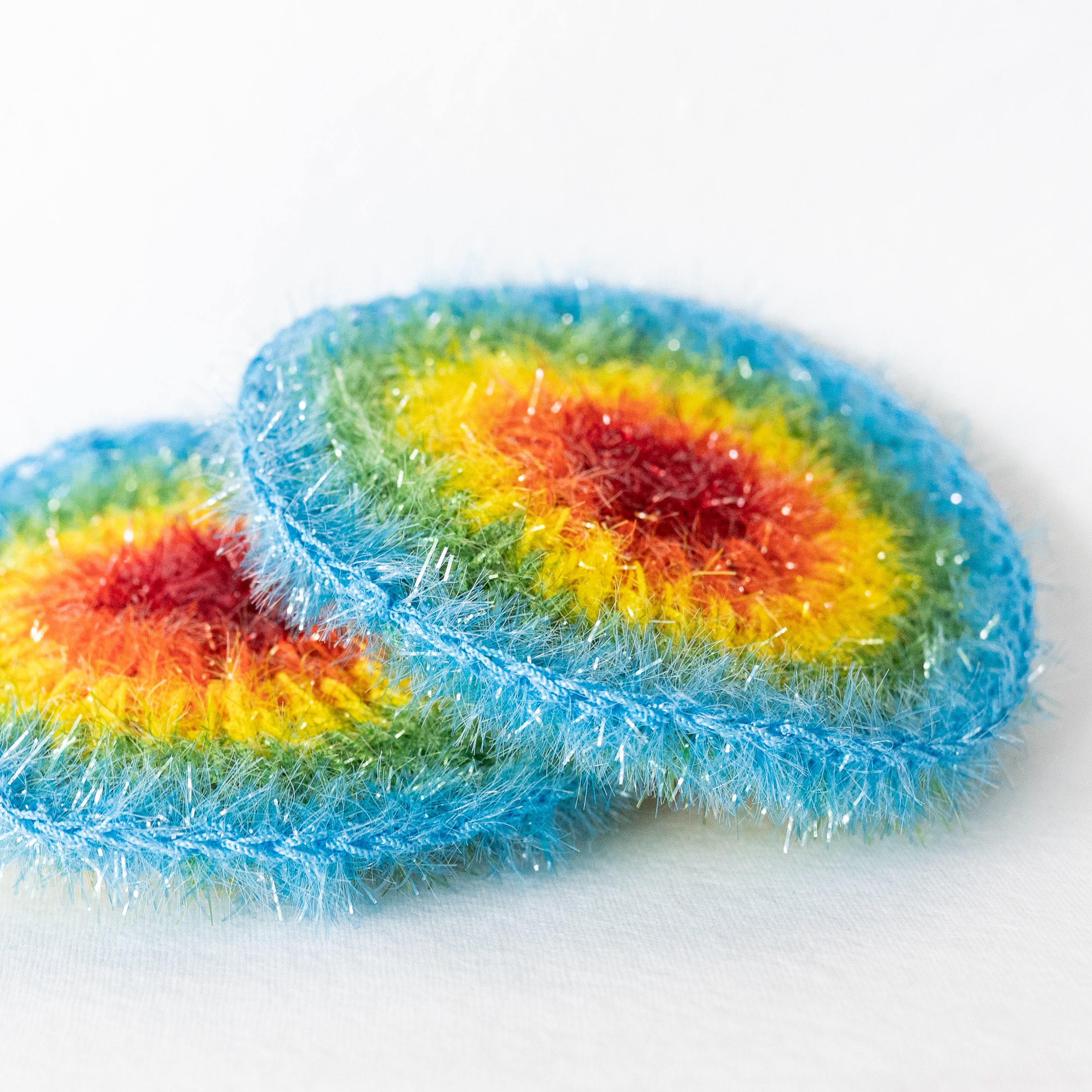 Colorful Circle Dish Scrubby | Korean Crocheted Scrubber | Handmade ...