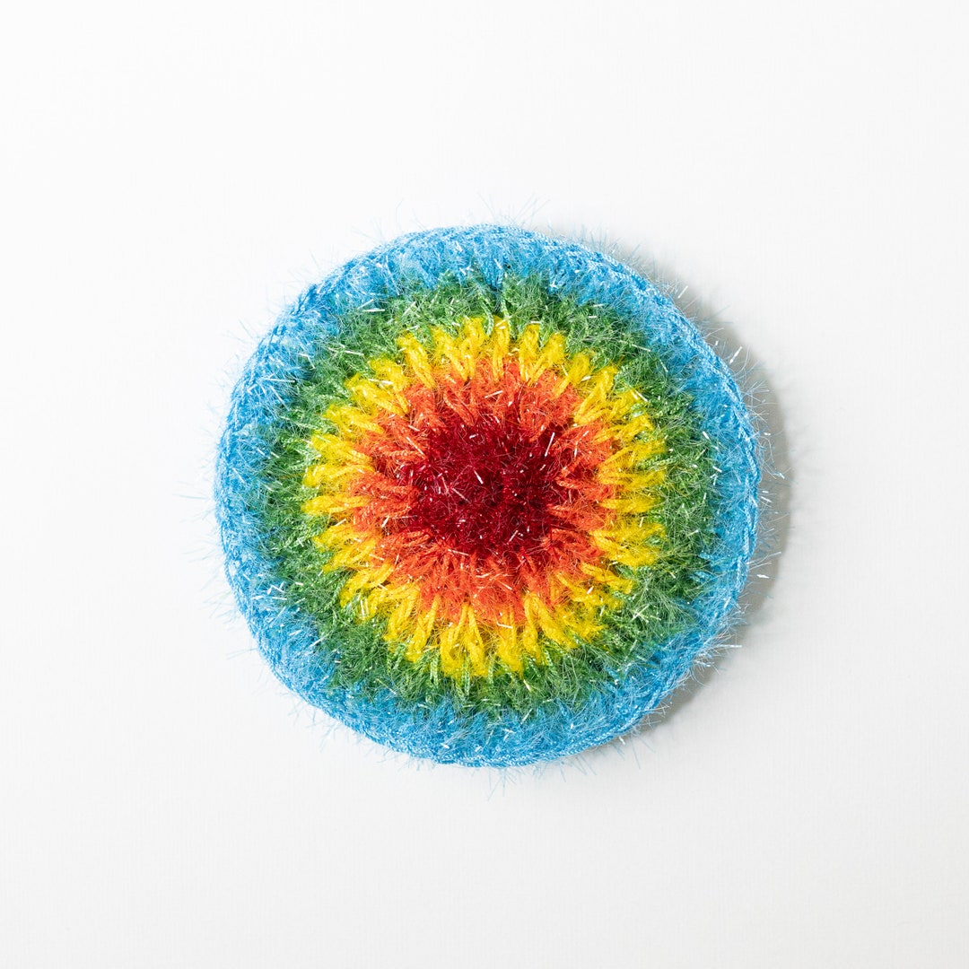 Colorful Circle Dish Scrubby | Korean Crocheted Scrubber | Handmade ...