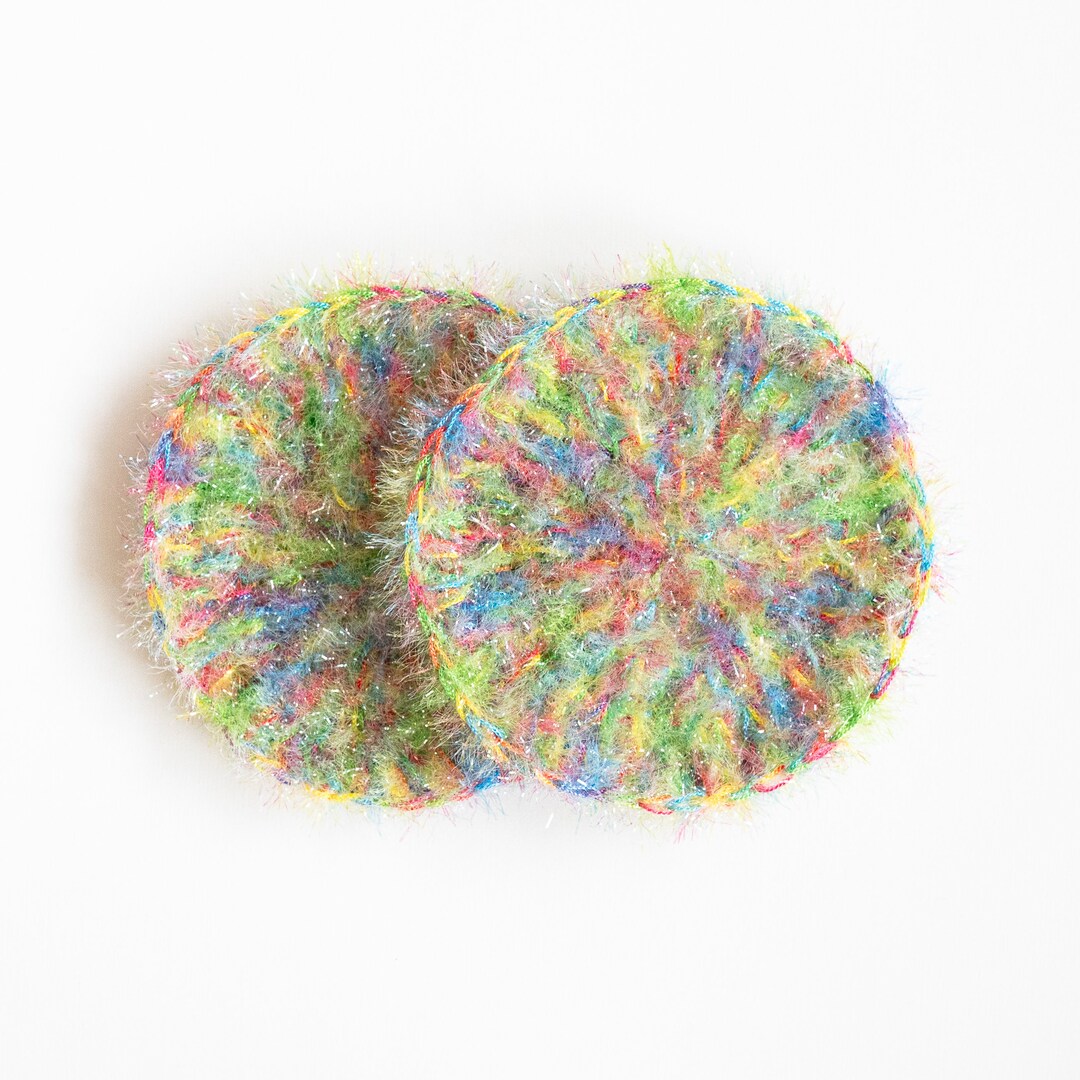 2pk Circle Dish Scrubby Korean Crocheted Scrubber Handmade Kitchen ...