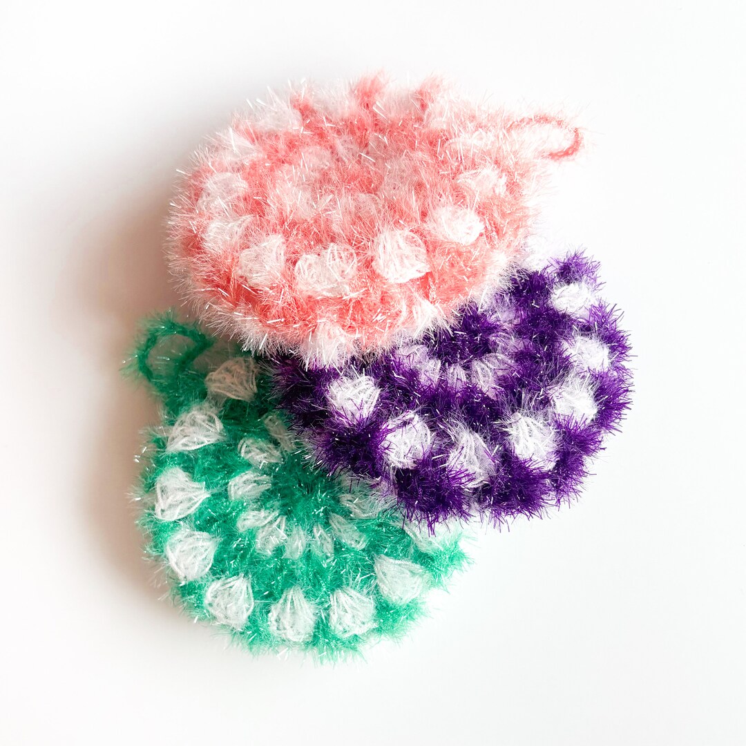 Circle Dish Scrubbies Crochet Scrubber Handmade Kitchen Scrubbie ...
