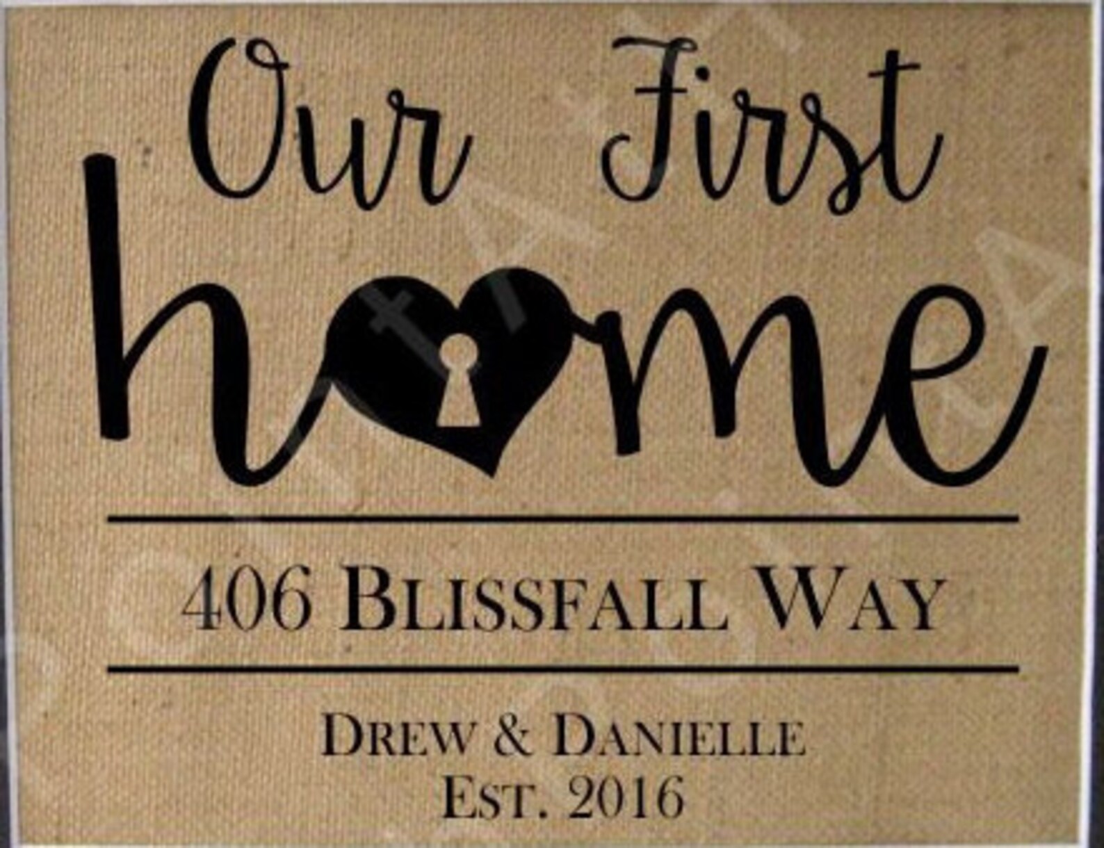 First Home Personalized Family Name Sign Burlap - Etsy