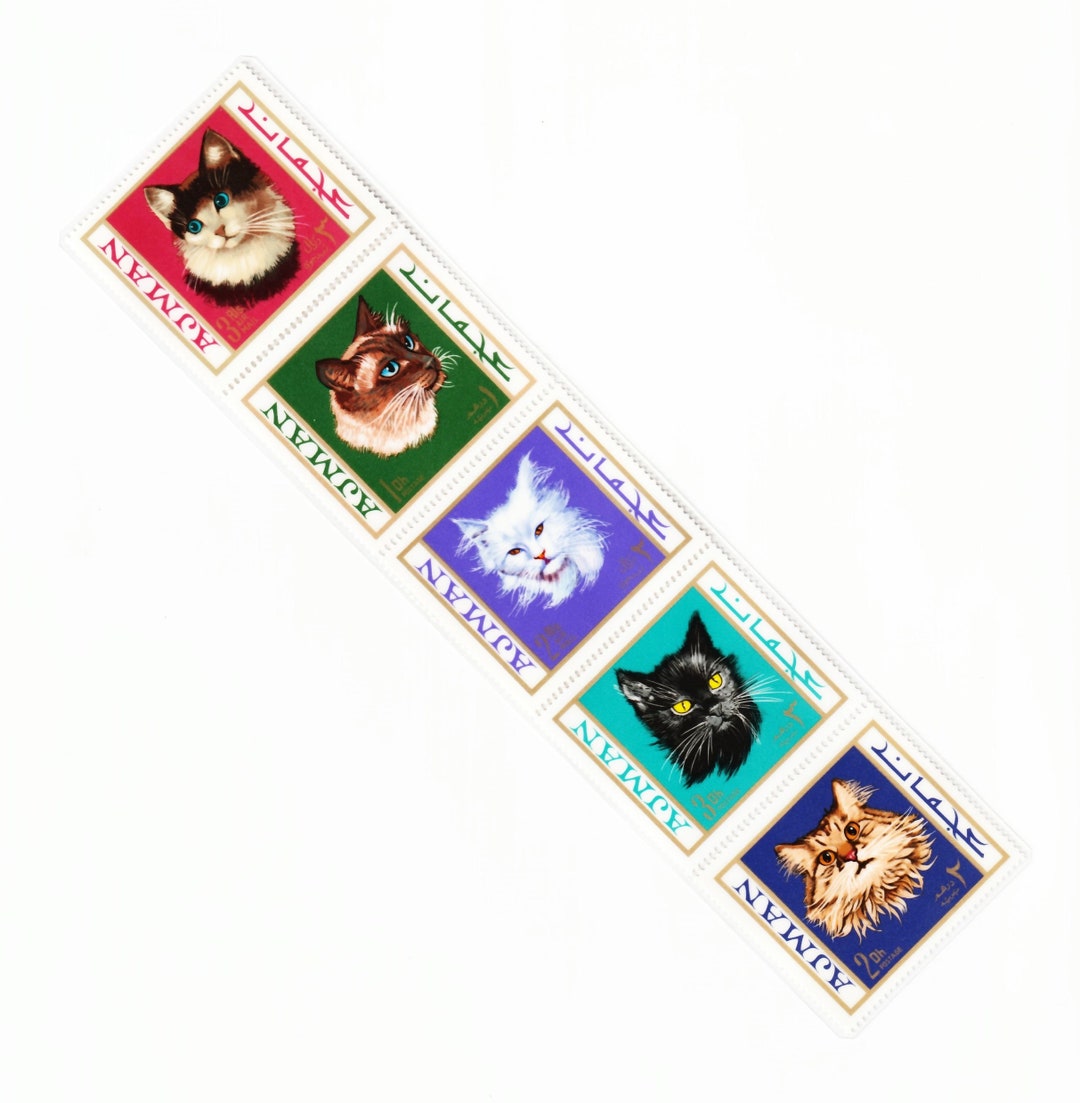 Cats Bookmark Postage Stamps Plastic Laminated Stamp Bookmark - Etsy