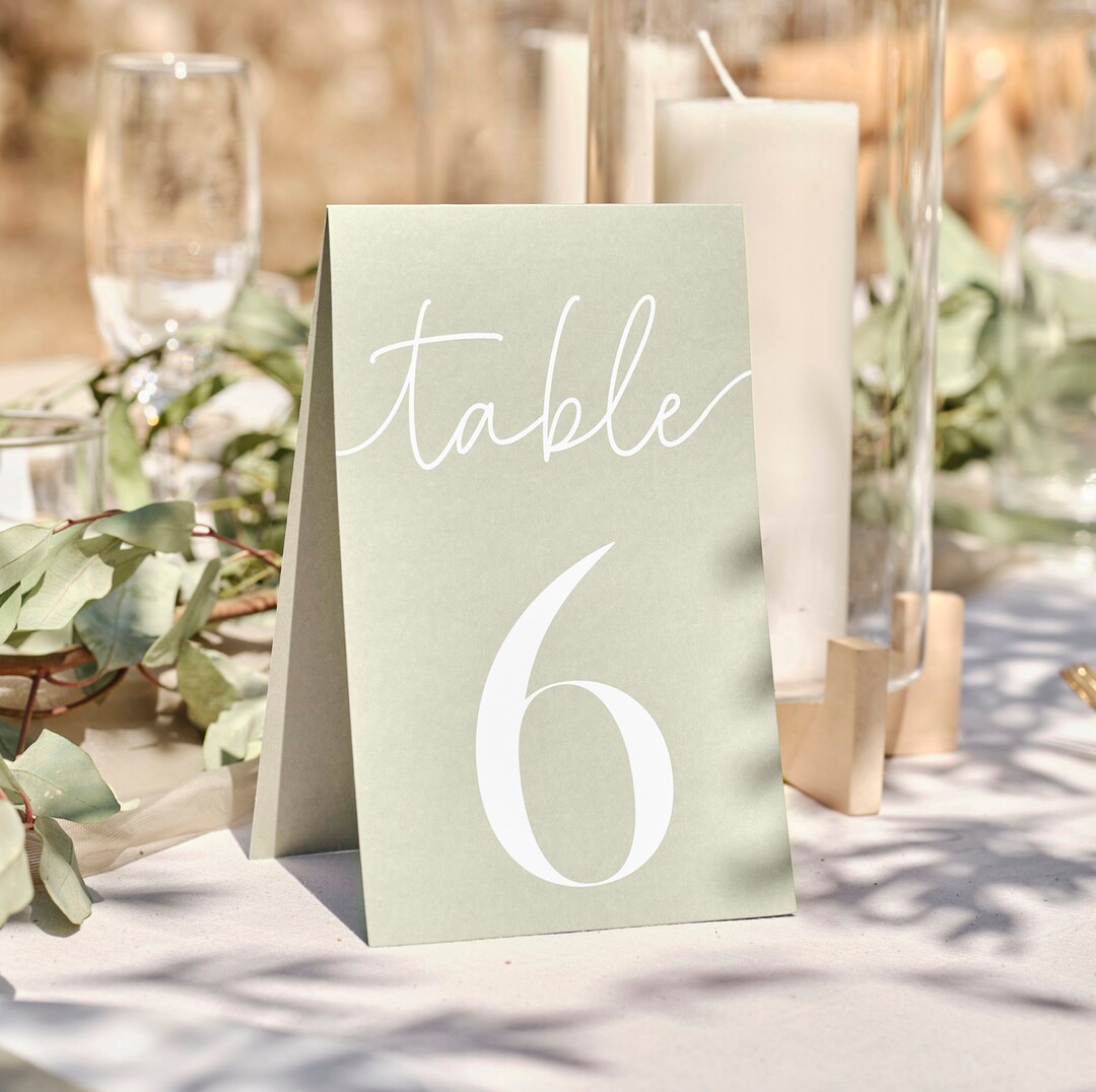 Wedding Table Numbers, Sage Green Wedding Table Decorations, Wedding ...