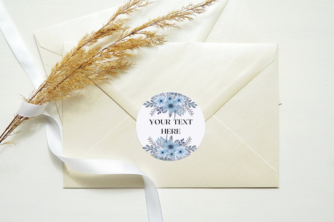 Blue Wedding Stickers, Wedding Labels, Floral Blue Stickers, Wedding ...