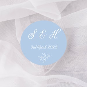 Personalised Dusty Blue Wedding Stickers, Favour Stickers, Envelope ...