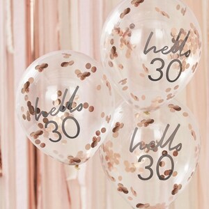 30th Birthday Balloons, Rose Gold Confetti Balloons, 30th Birthday ...