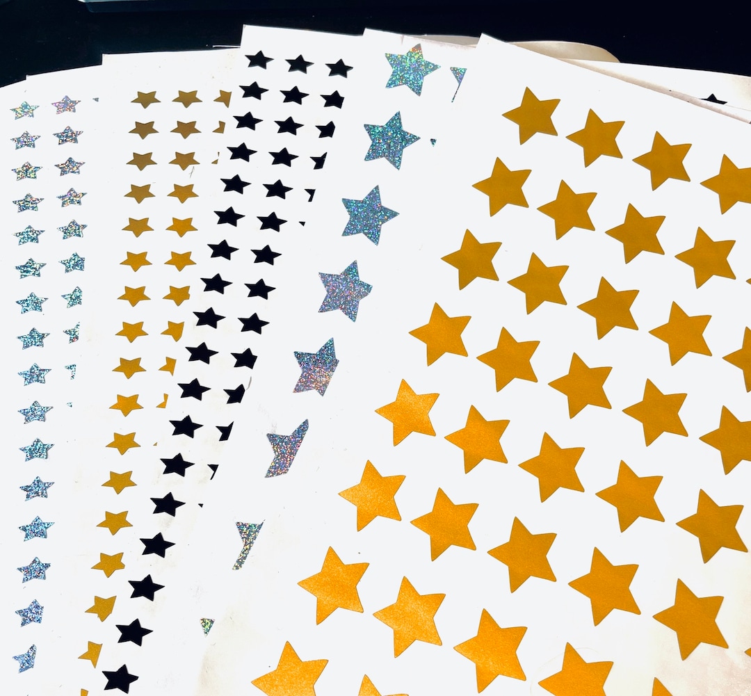 Stars Vinyl Stickers Kids Reward Decals Star, A4 Sheet Various Colours ...