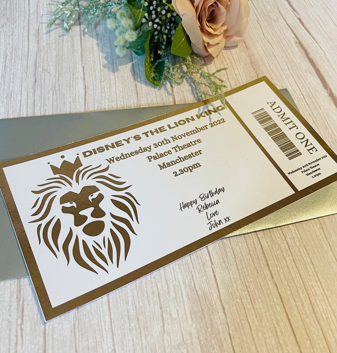 Personalised Golden Event Ticket in Your Choice of Colors ...