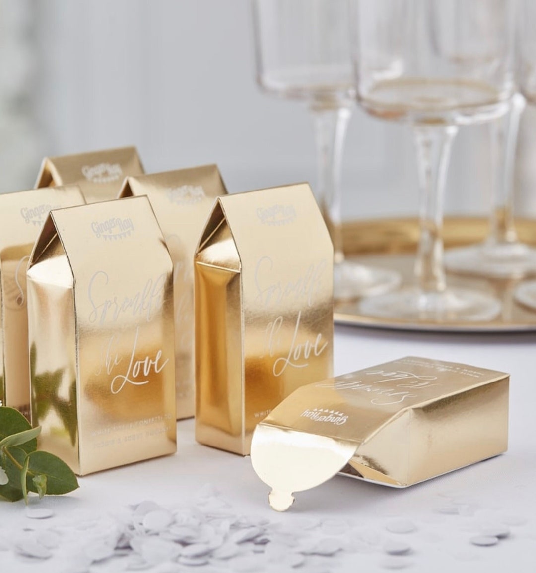 Wedding Confetti Boxes, Biodegradable Confetti, Confetti Cones, Gold ...