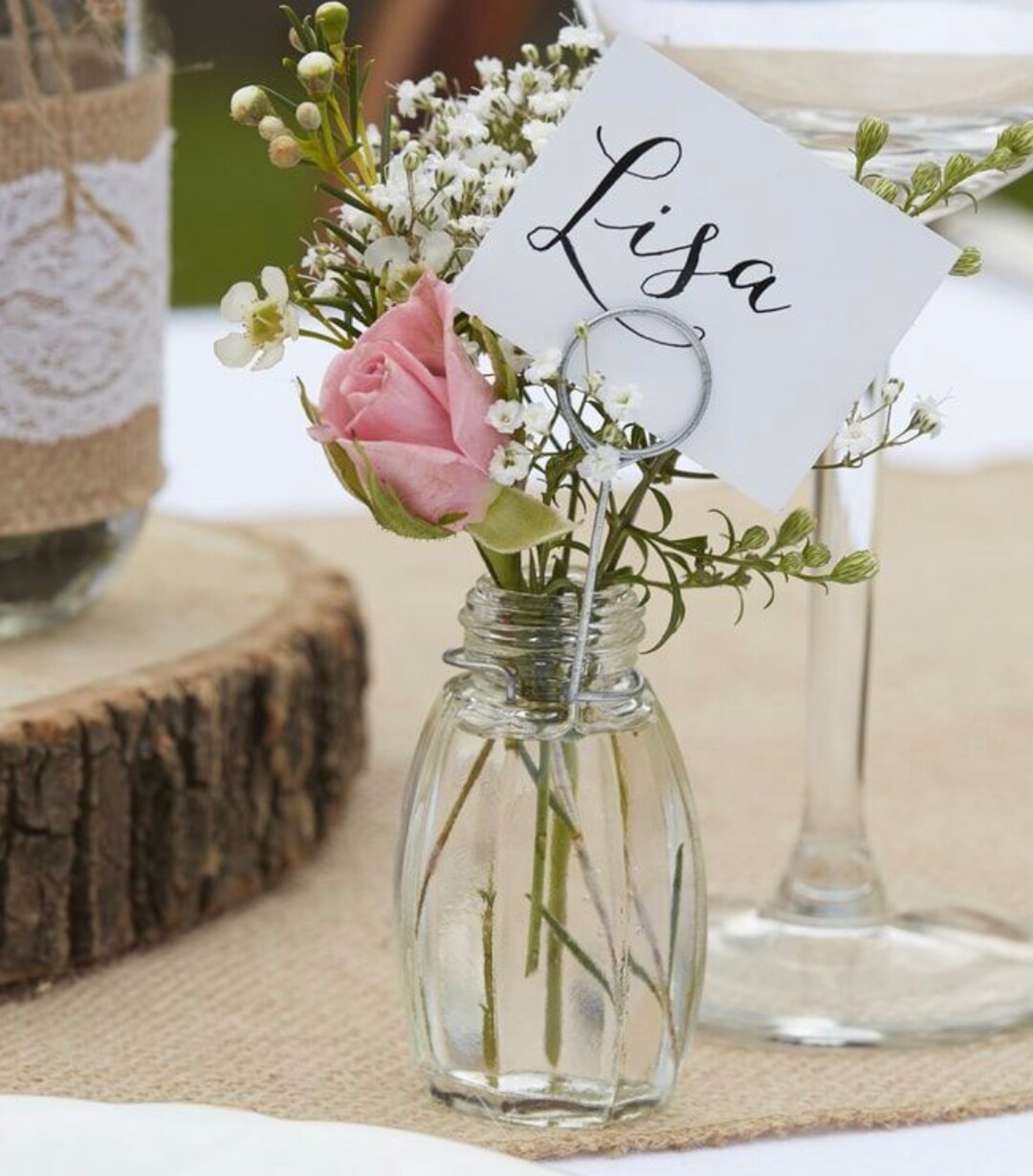 Glass Place Card Holders, Rustic Wedding, Place Card Holders, - Etsy