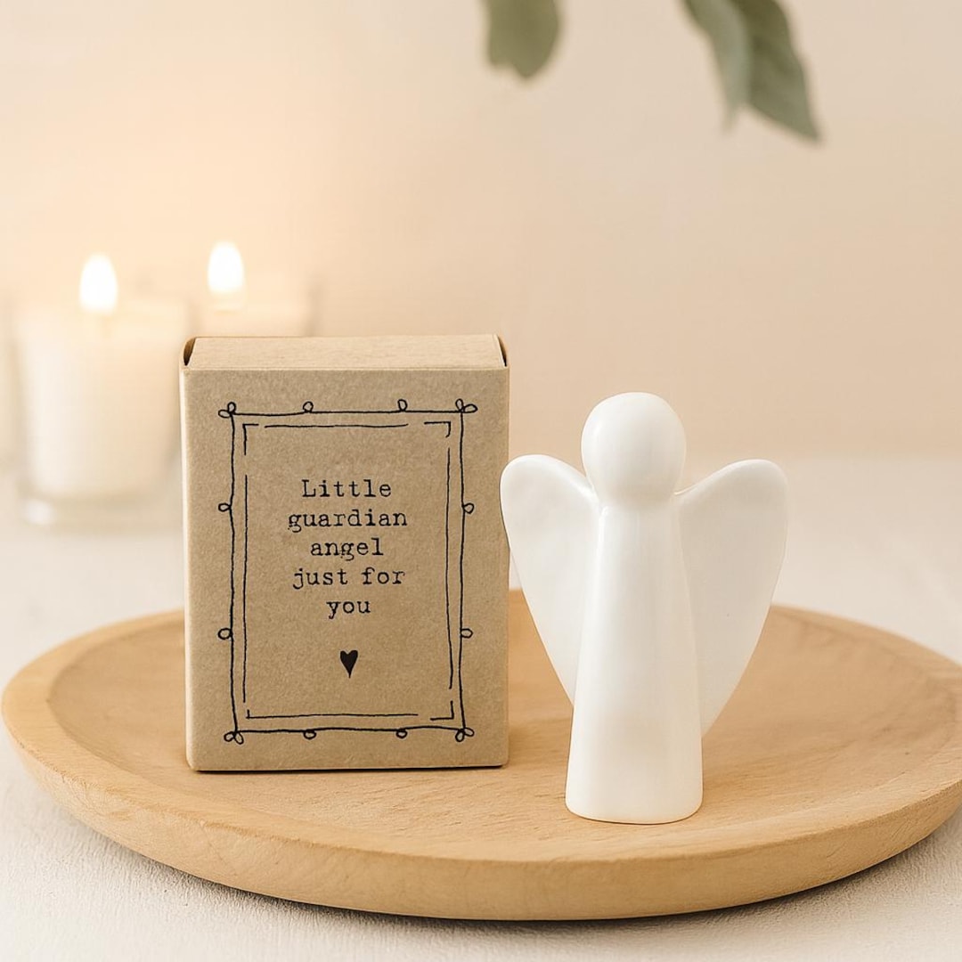 Little Guardian Angel Figurine, Ceramic Keepsake Gift, Minimalist Decor ...