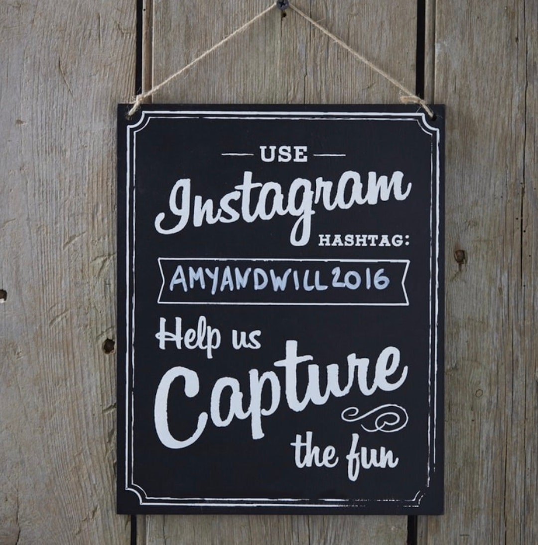 Wedding Instagram Sign, Instagram Wedding Hashtag Sign, Black White ...