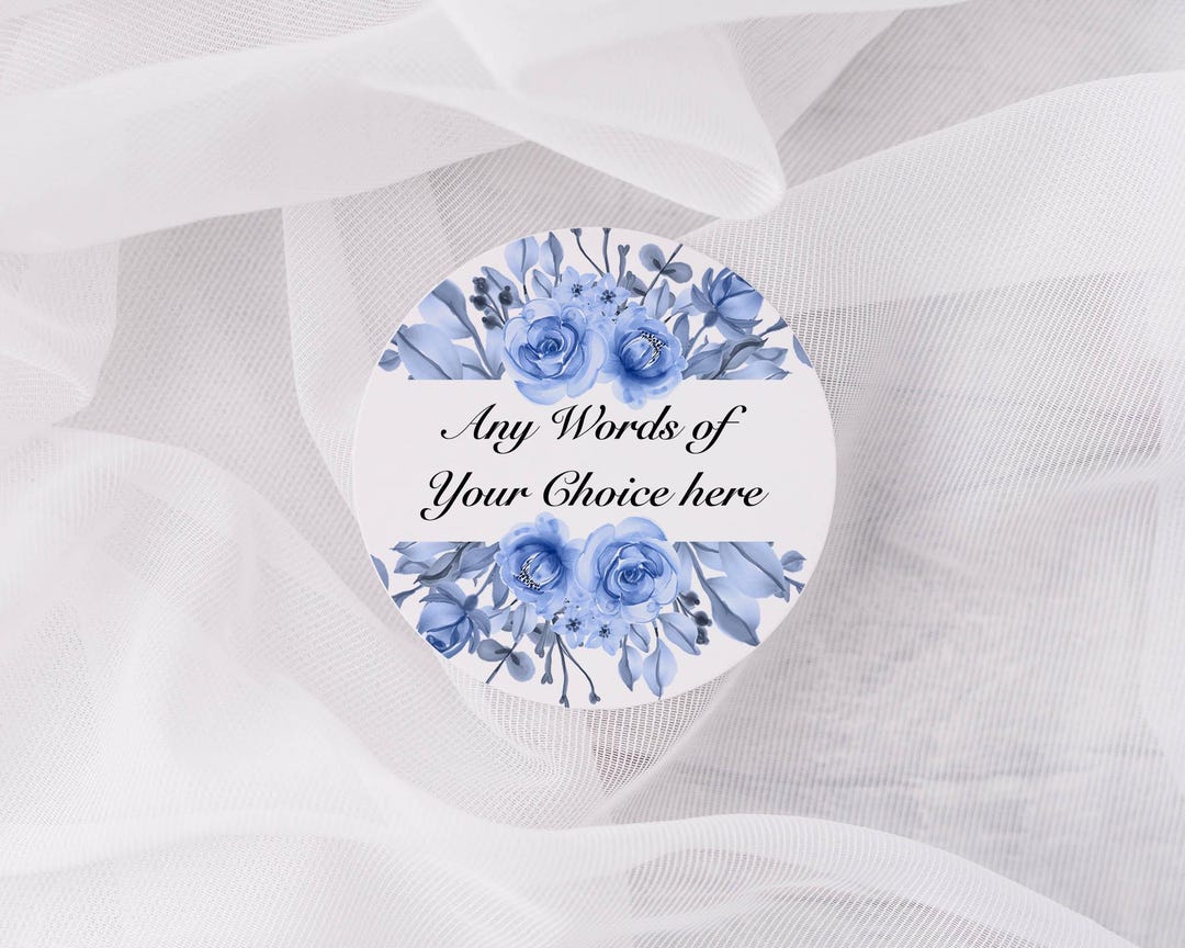 80 Blue Flower Stickers, Confetti Stickers, Custom Wedding Labels ...