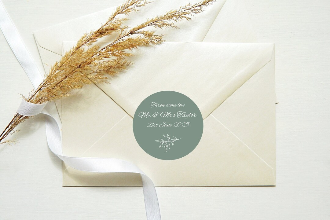 Sage Green Stickers for Weddings Personalised Wedding Labels - Etsy