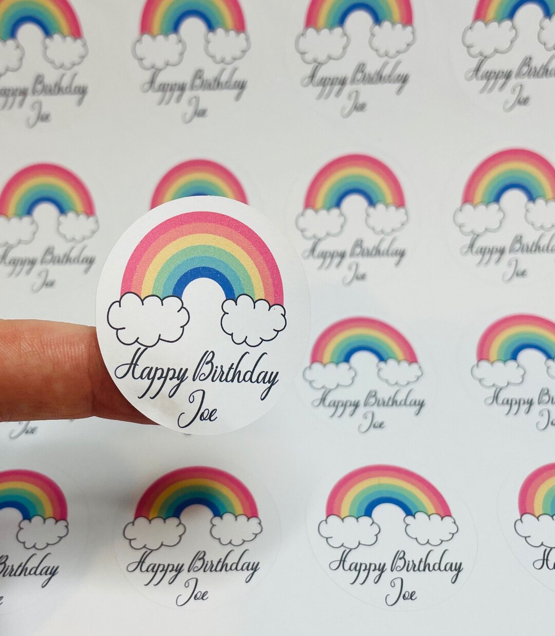 Personalised Rainbow Stickers, Birthday Stickers, Custom Party Stickers ...