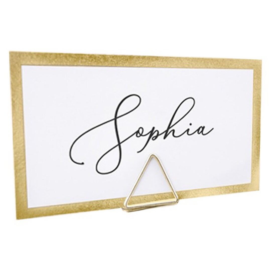 Gold Metal Triangle Place Card Holders, Place Name Holder Stand, Place ...