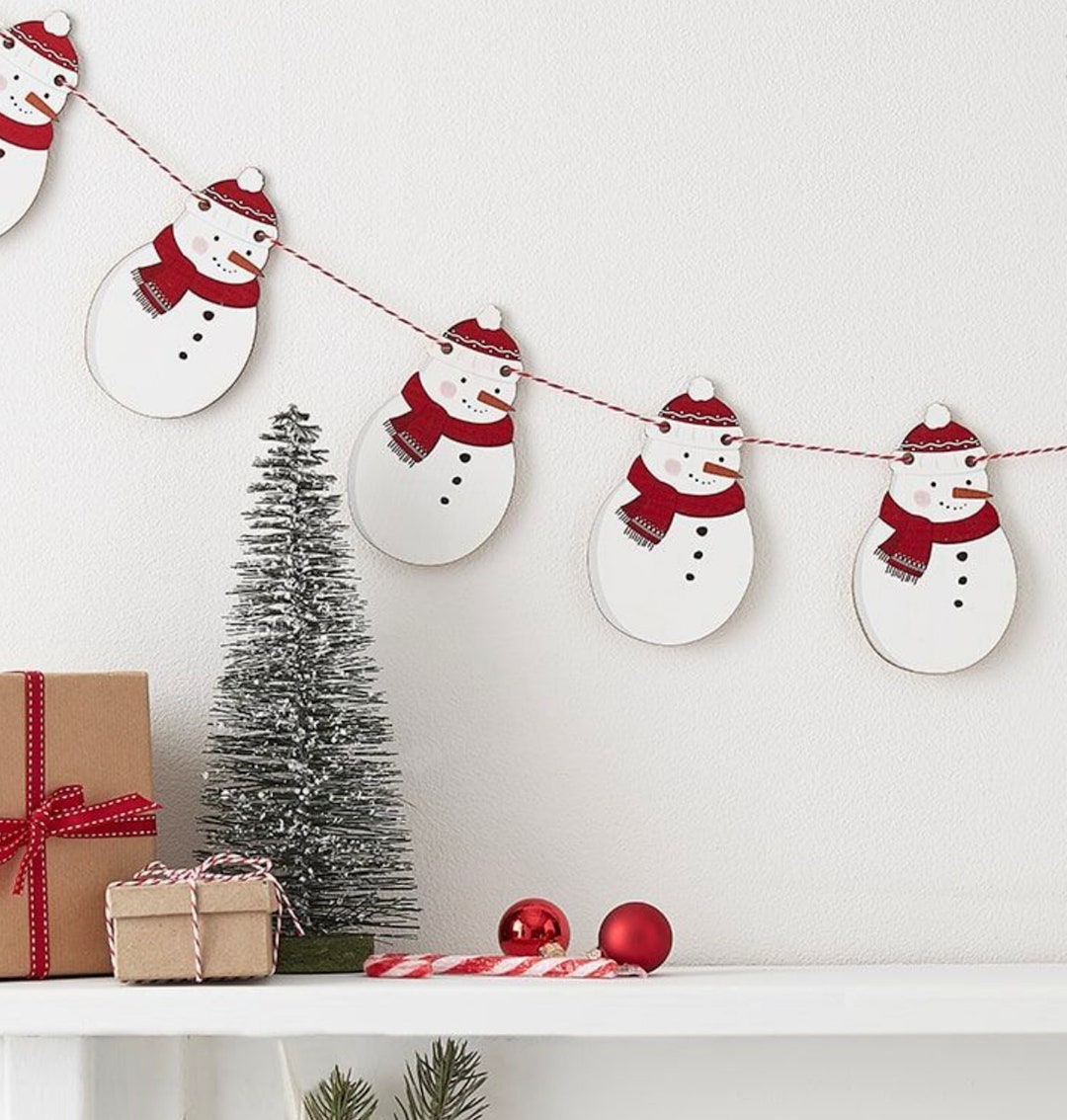 Wooden Christmas Snowman Christmas Bunting, Snowman Decorations ...