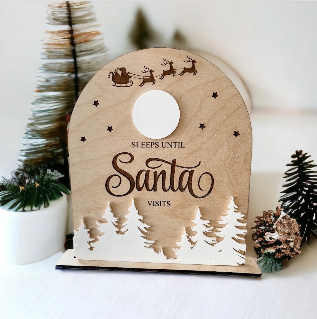 Dry Erase Sleeps Until Santa Sign, Christmas Decor, Christmas Countdown ...
