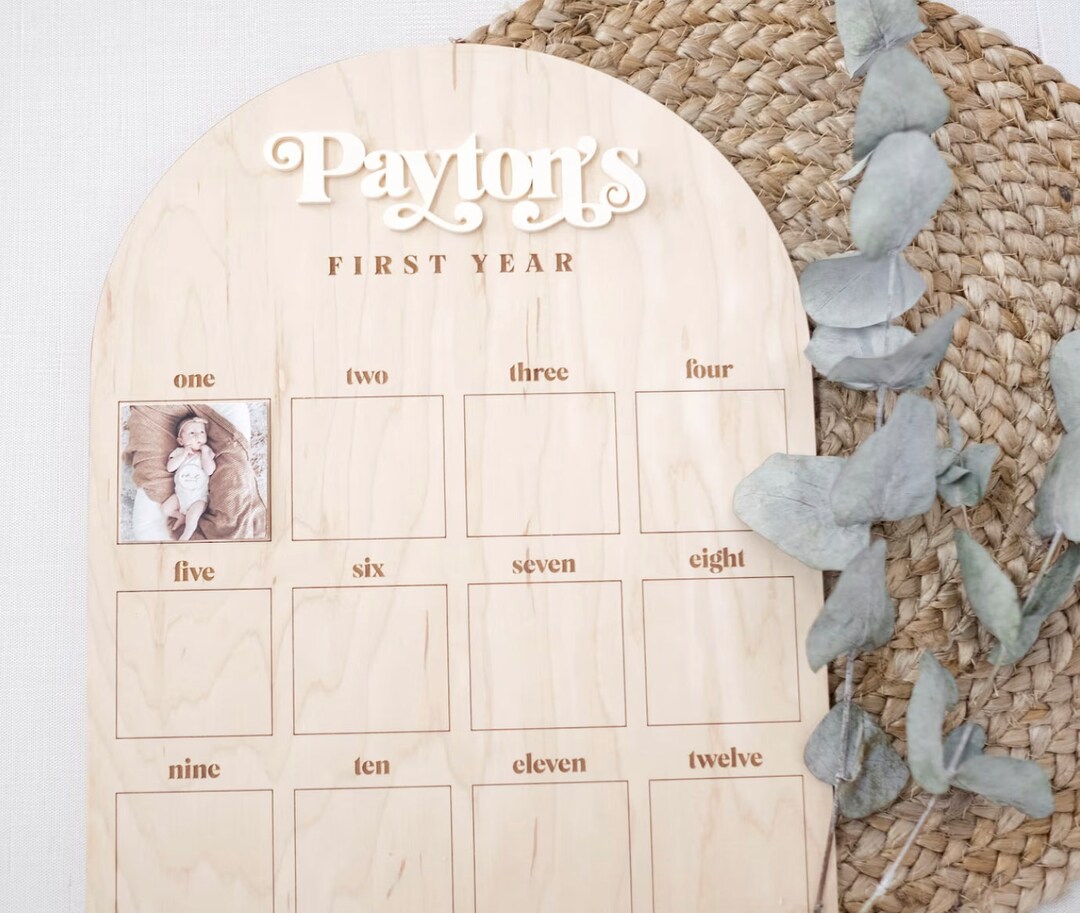 Baby's First Year Sign, First Year Photo Board, Milestone Sign, First ...