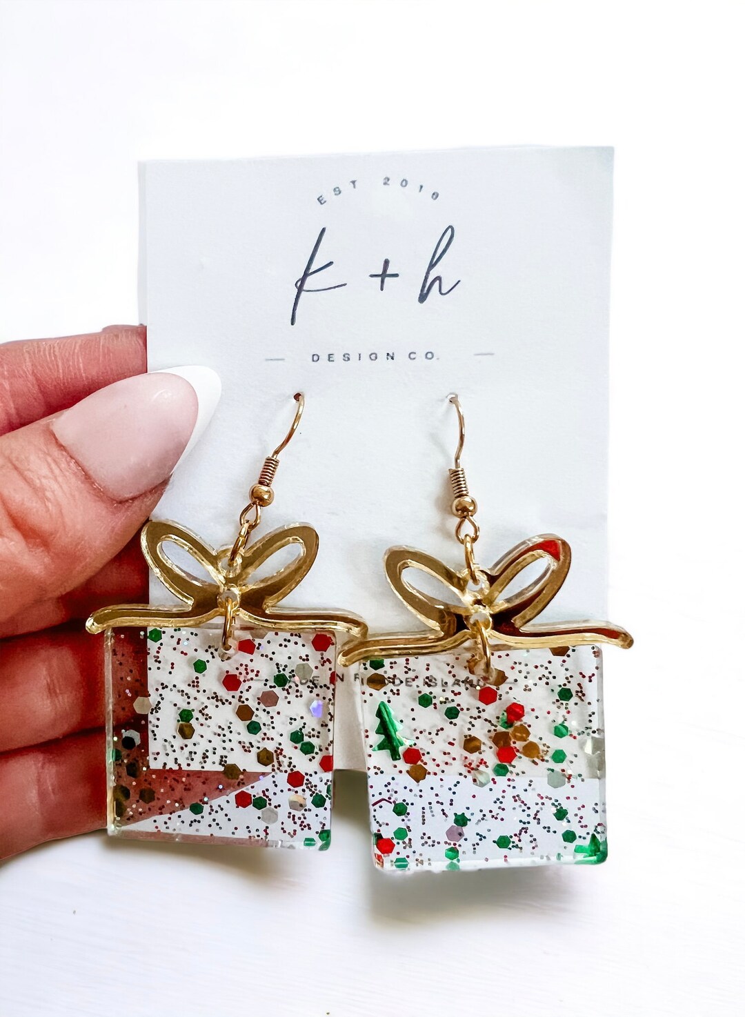 Holiday Confetti Christmas Earrings, Glittery Xmas Earrings, Holiday ...