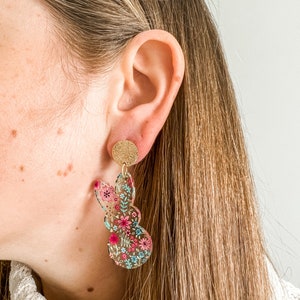 Easter Bunny Earrings Floral Easter Earrings Bunny Earrings for Girls ...