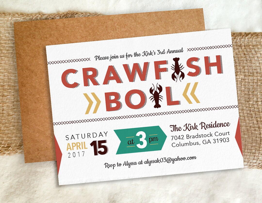 Crawfish Invitations: Crawfish Boil Invitation, Crawfish Boil Party ...