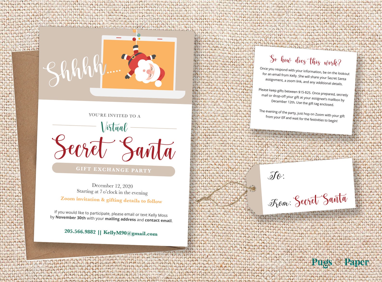 Secret Santa Gift Exchange Invitation / Virtual Gift Exchange | Etsy