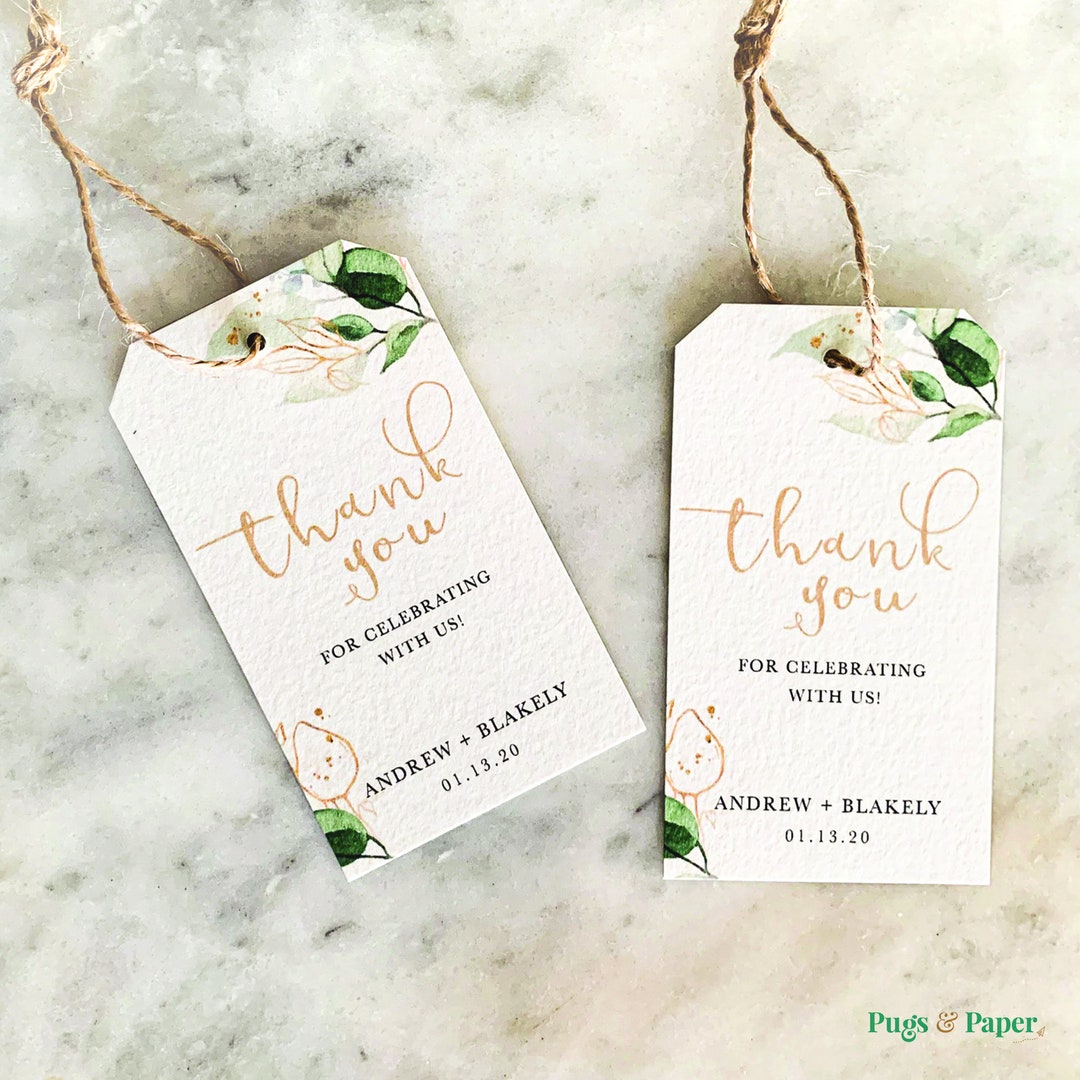 Custom Boho Favor Tags / Gold Gift Tags/ Greenery Favor Tags/ Bridal ...