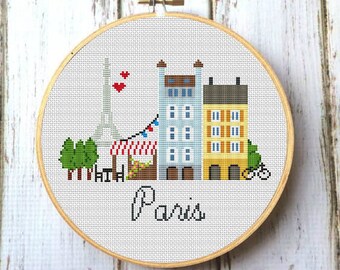 Eiffel Tower Counted Cross Stitch Pattern PDF Chart Instant | Etsy
