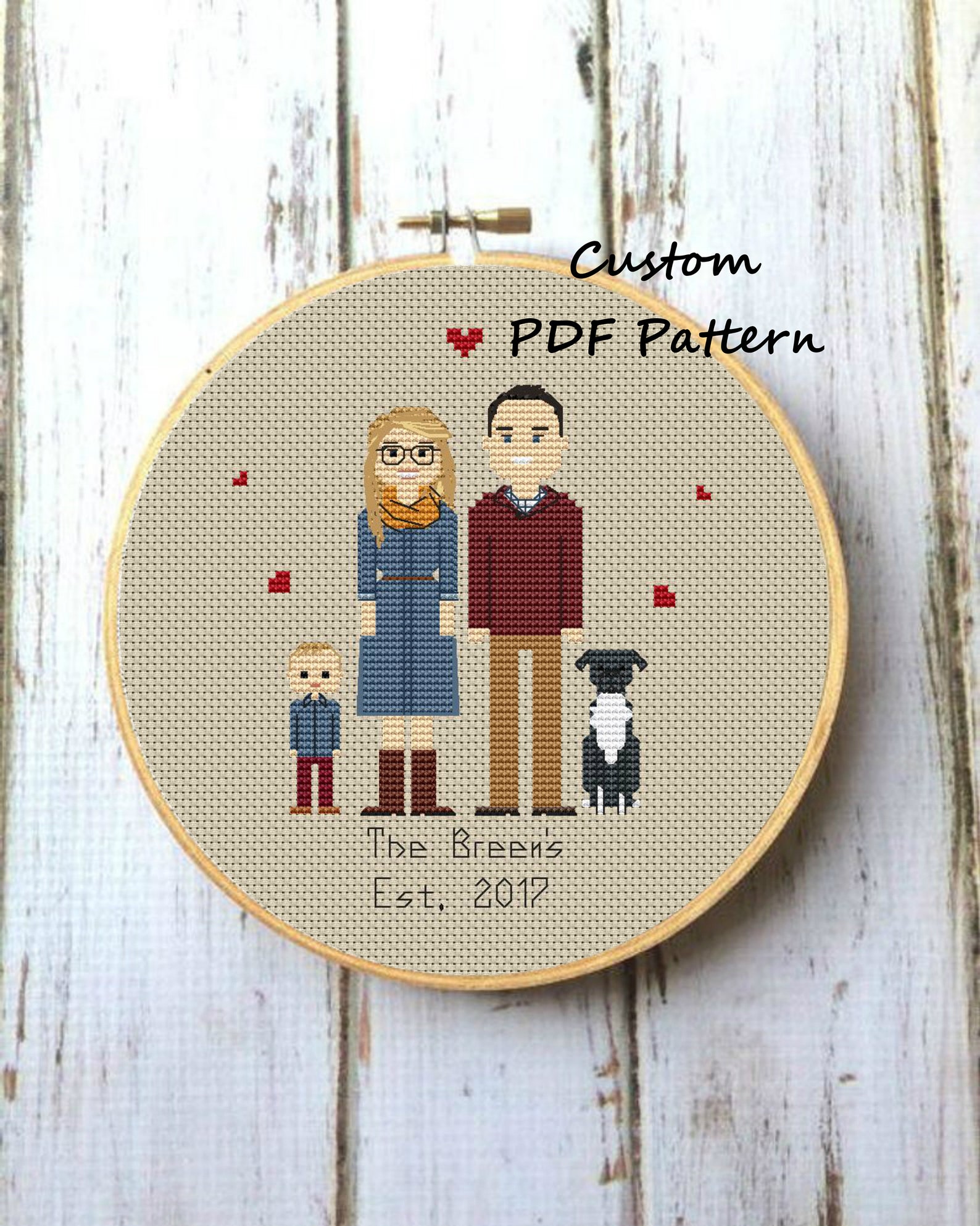Cross stitch family portrait PDF Anniversary gift for wife DIY | Etsy