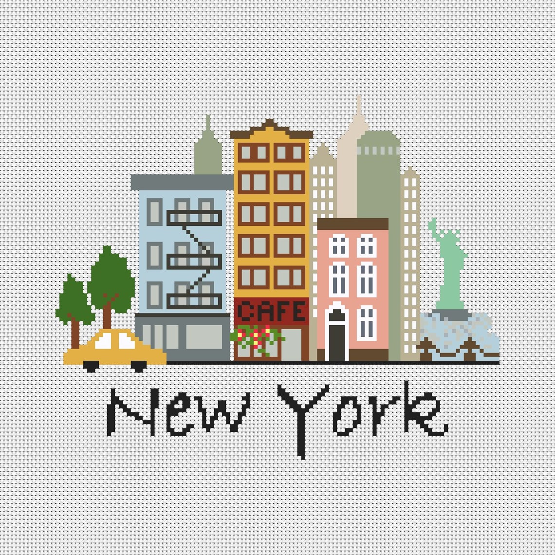 New York Cross Stitch Pattern New York Modern City Pattern | Etsy